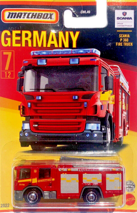Scania P360 Fire Truck Matchbox Mattel Germany Car Model Diecast Toy 1: ...
